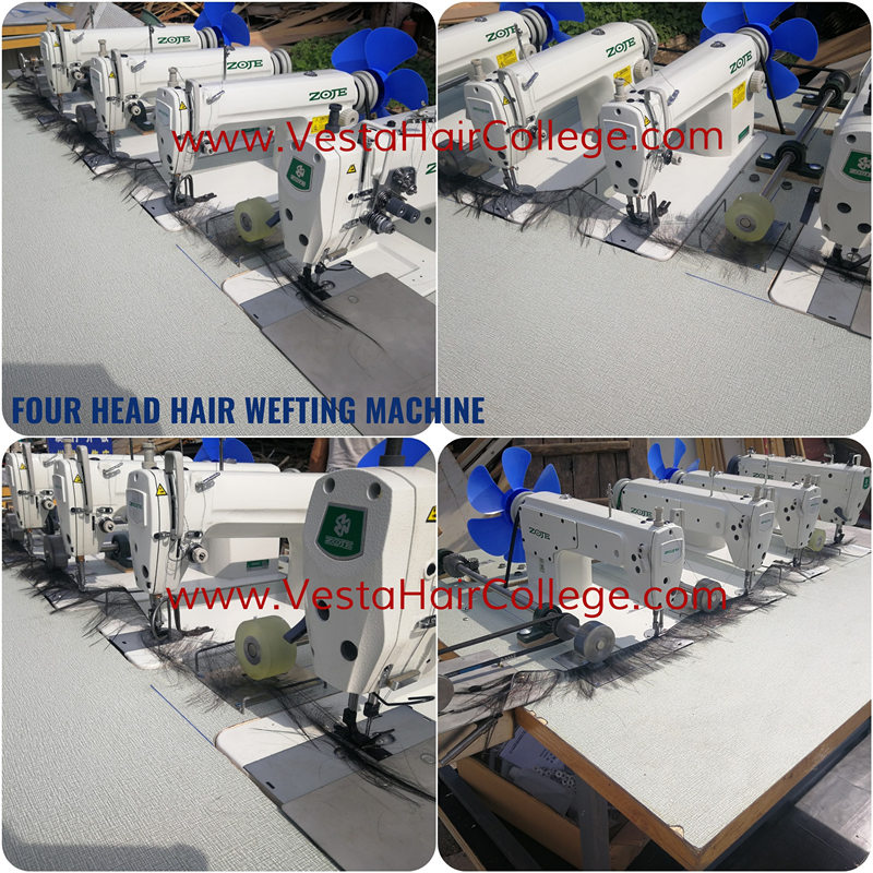 Four head hair wefting machine